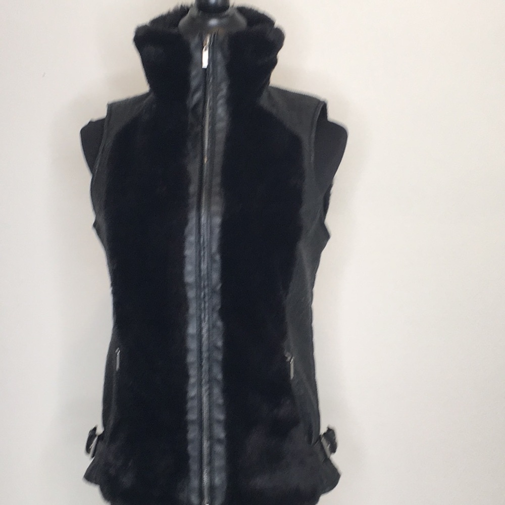 - Baccini- Faux Fur & Leather Vest - Gem